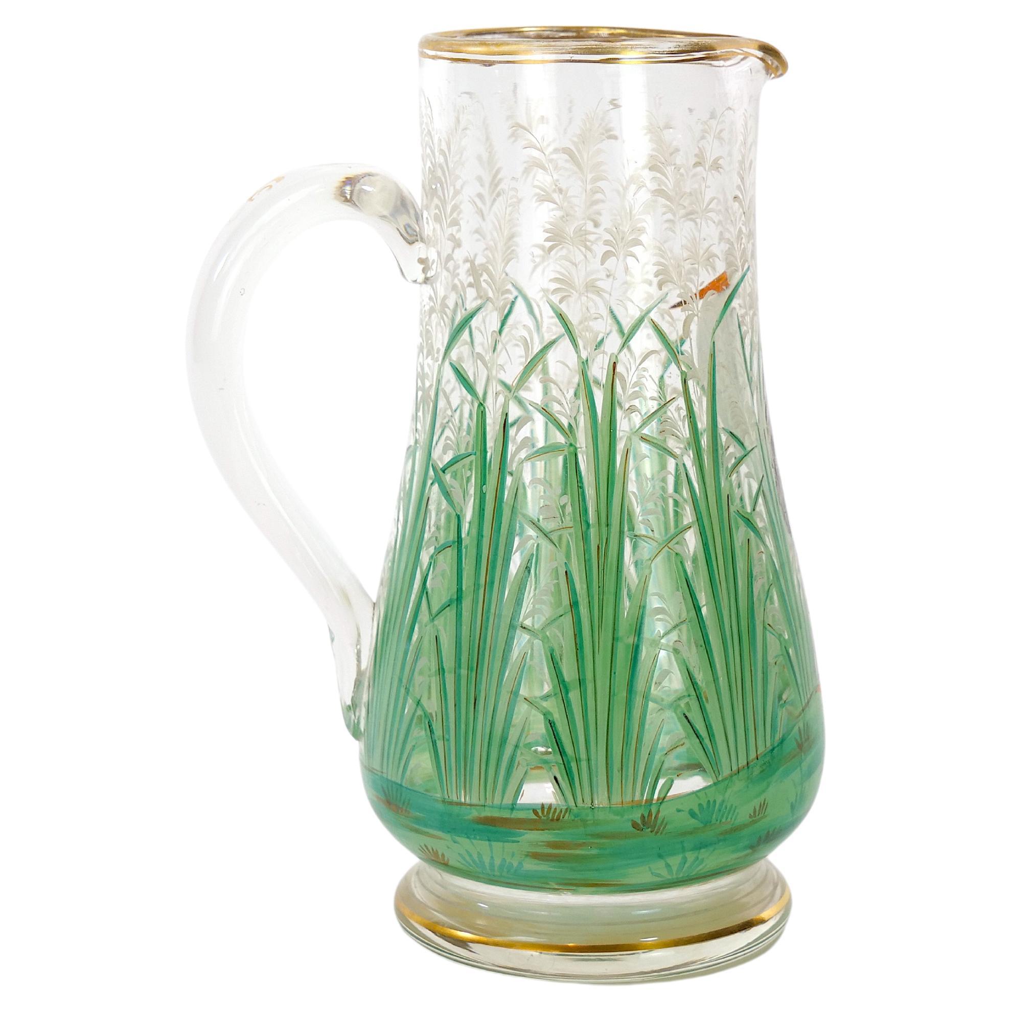 Beautifully Hand Painted Moser Martini Pitcher Service For Sale at 1stDibs