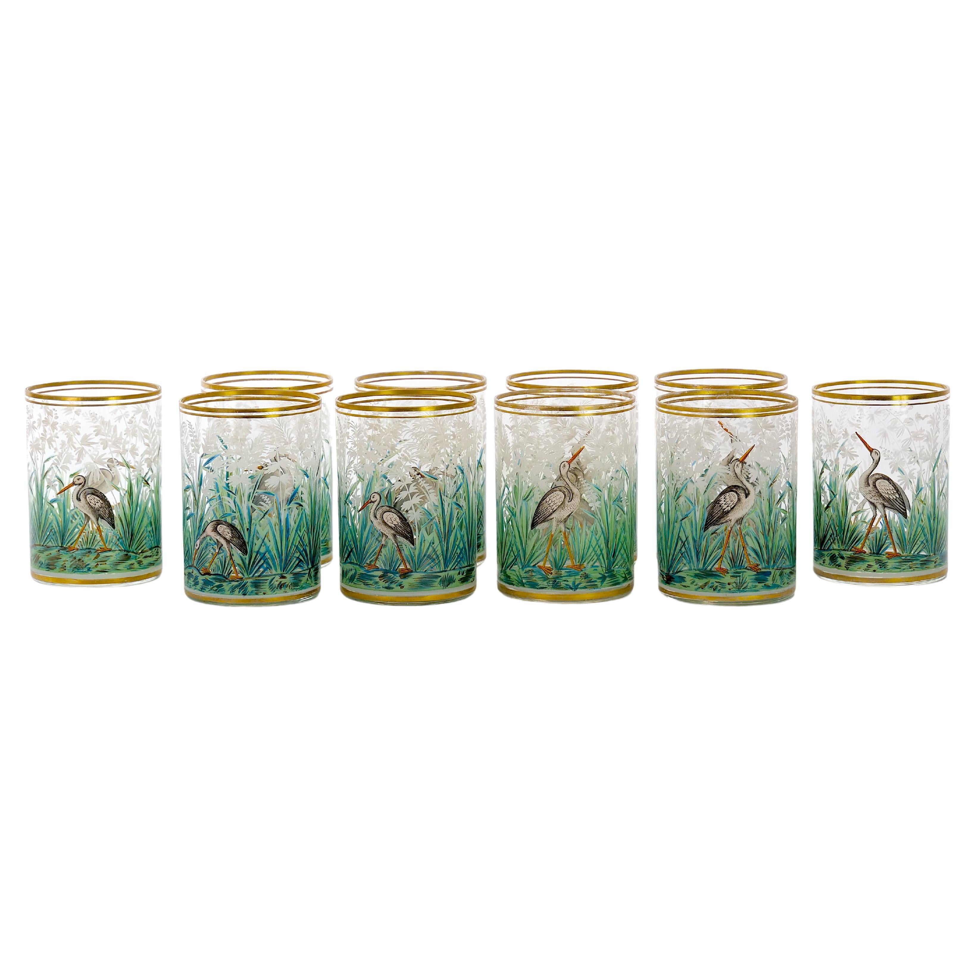 Beautifully Hand Painted Moser Martini Pitcher Service For Sale at 1stDibs