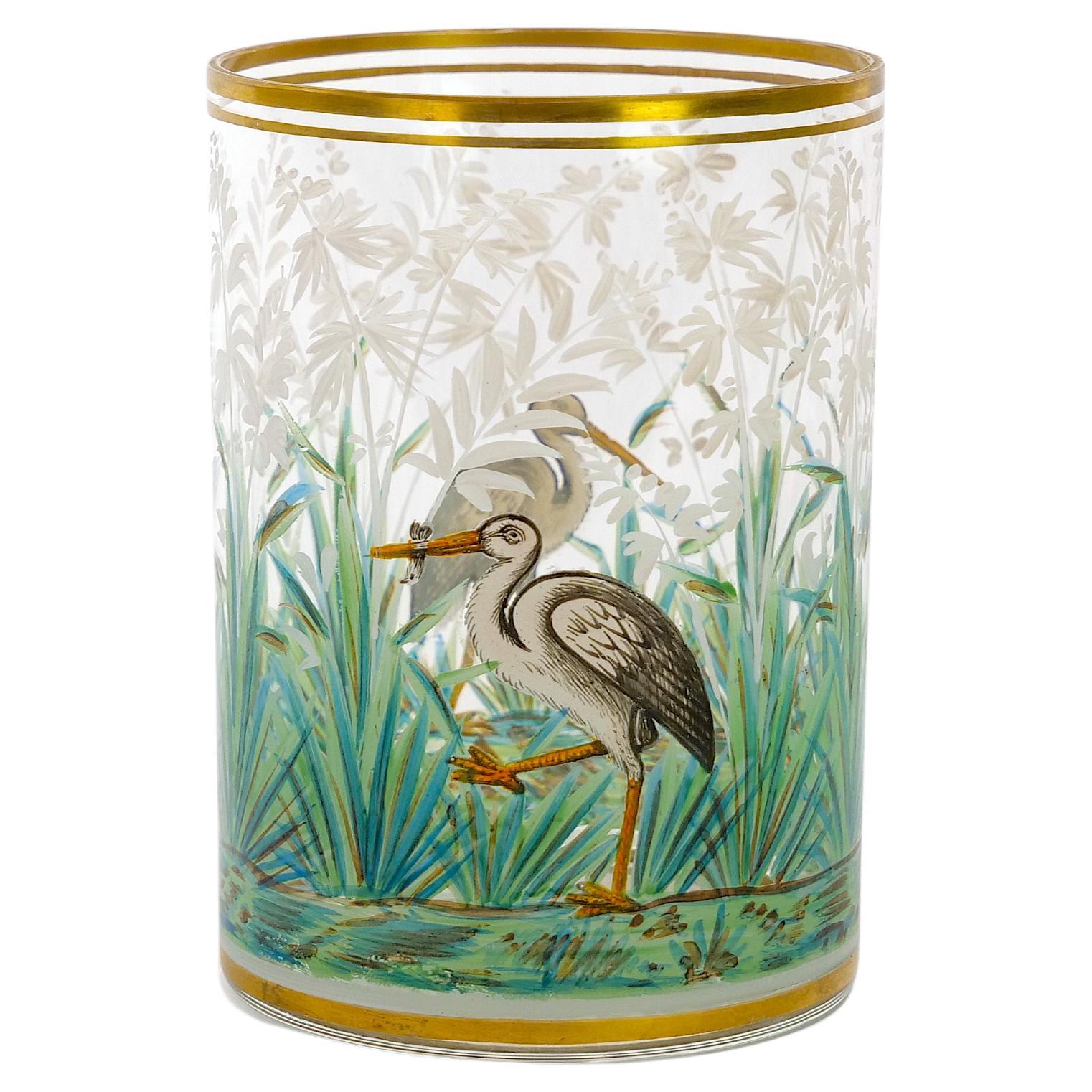 Beautifully Hand Painted Moser Martini Pitcher Service For Sale at 1stDibs