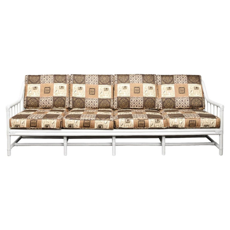 Beautifully Made Lacquered Bamboo Long Sofa with Cushions 1950s For ...