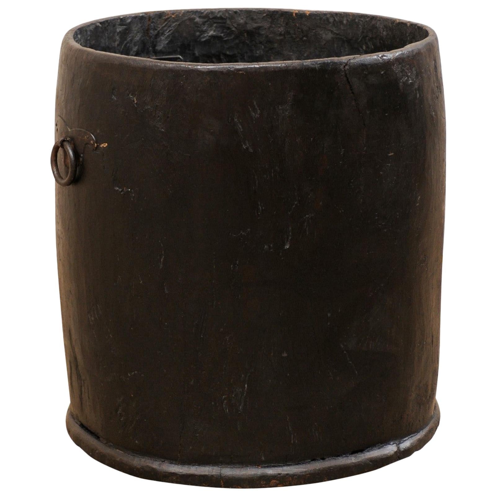 Beautifully Rustic Hand Carved Wooden Storage Vessel, India, Mid-20th ...