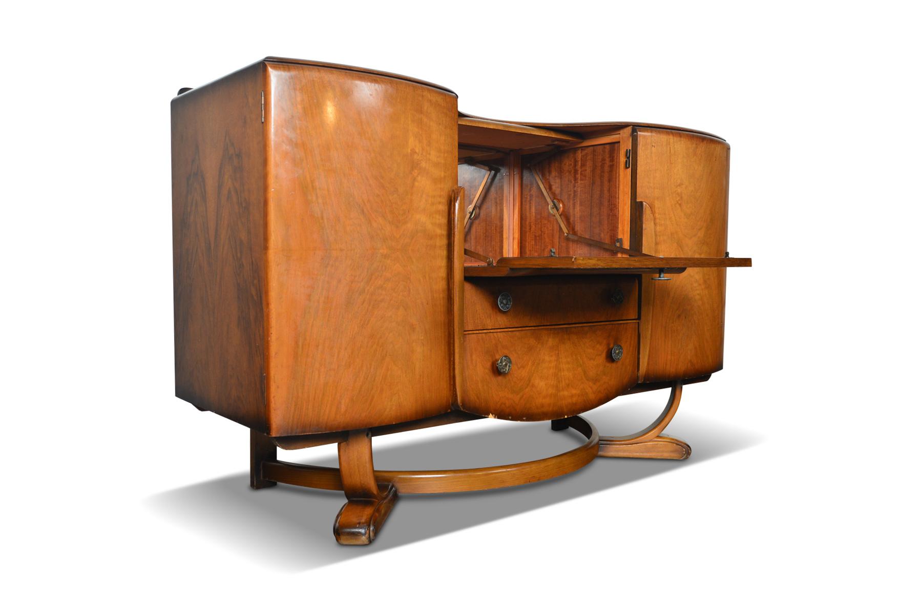 Beautility Art Deco Cocktail Bar / Drinks Cabinet in Walnut For Sale at ...