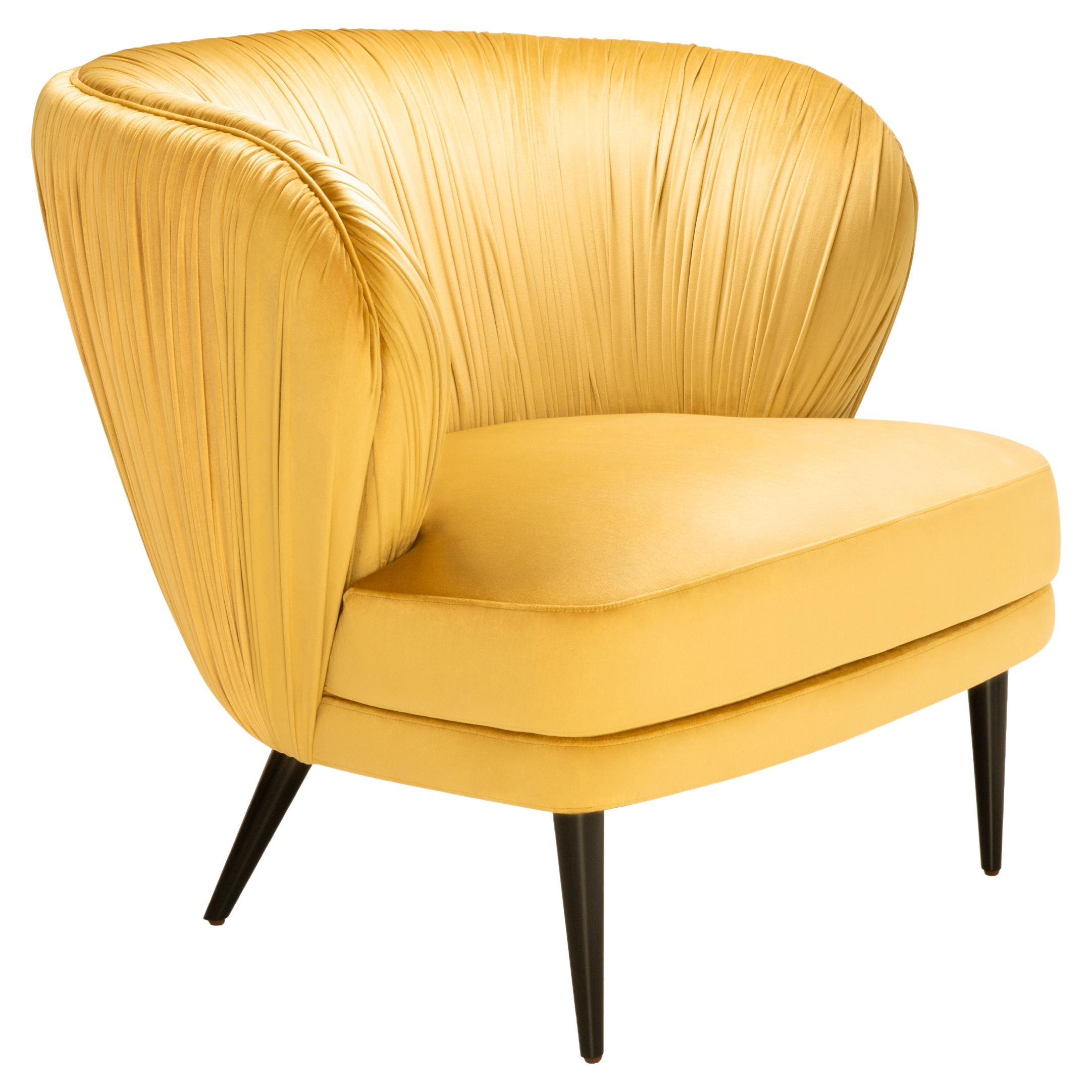 Croissant Armchair, Upholstery in Fabric, Ash/Beech Feet with Stained Finish For Sale at 1stDibs