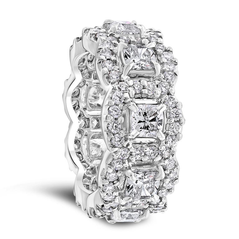 Beauvince Cushion Cut Halo Eternity Band in White Gold For Sale at 1stDibs