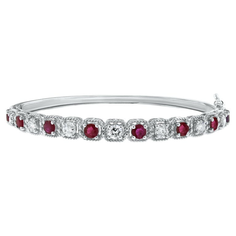 Beauvince Fire Ruby and Diamond Bangle in White Gold For Sale at 1stDibs