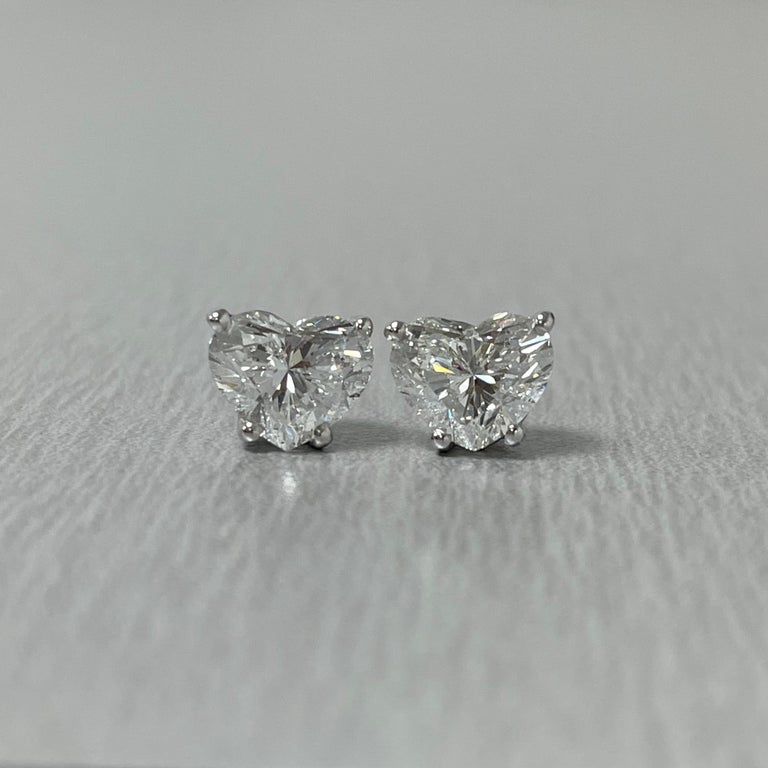 Beauvince GIA H-I SI Certified 2.01 Ct Heart Shape Diamond Studs in ...