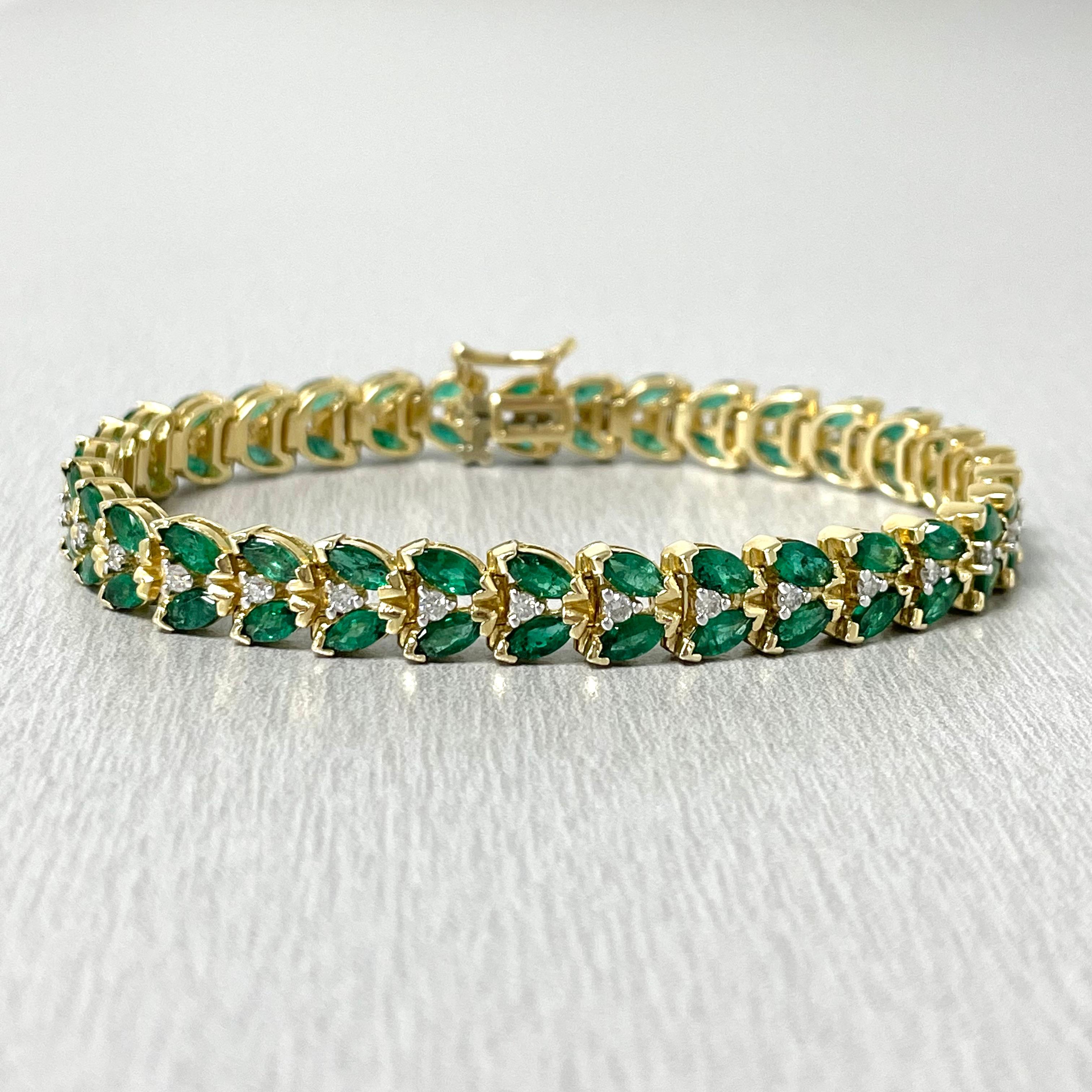 Beauvince Vine Bracelet '5.05 Carat Diamonds and Emeralds' in Yellow Gold at 1stDibs