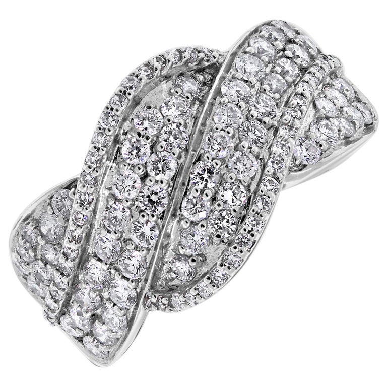 Beauvince Waves Diamond Band in White Gold at 1stdibs