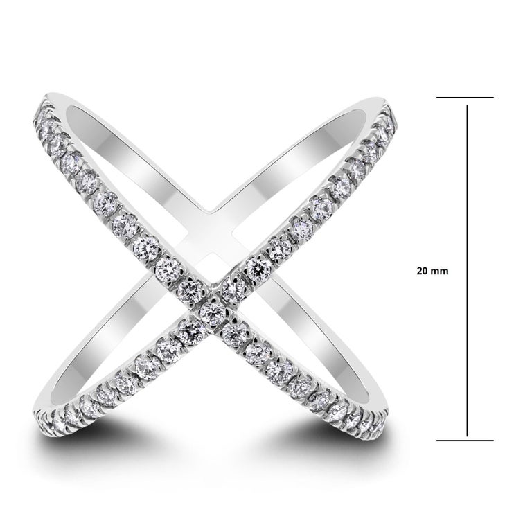 Beauvince Xena Diamond Cross Ring in White Gold at 1stDibs