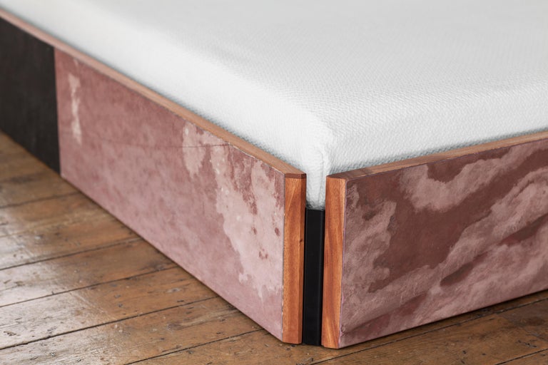 Bed Frame in Mahogany, Stone Veneer, Metal, Designed by Max Frommeld ...