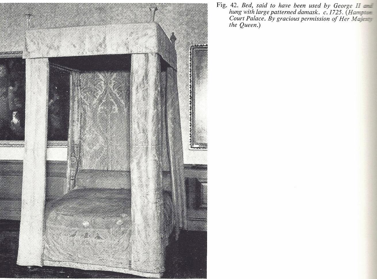 Bed State, 19th Century, English Charles II-Style, Upholstered in Blue ...