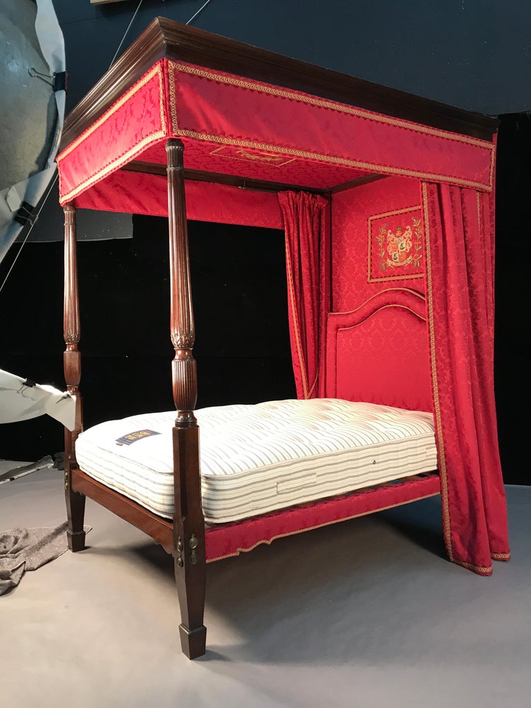 Bed Tester Mahogany Chippendale Claret Red Damask Duke Hamilton ...