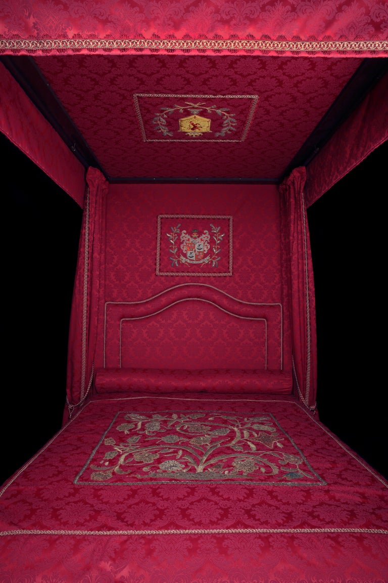 Bed Tester Mahogany Chippendale Claret Red Damask Duke Hamilton ...