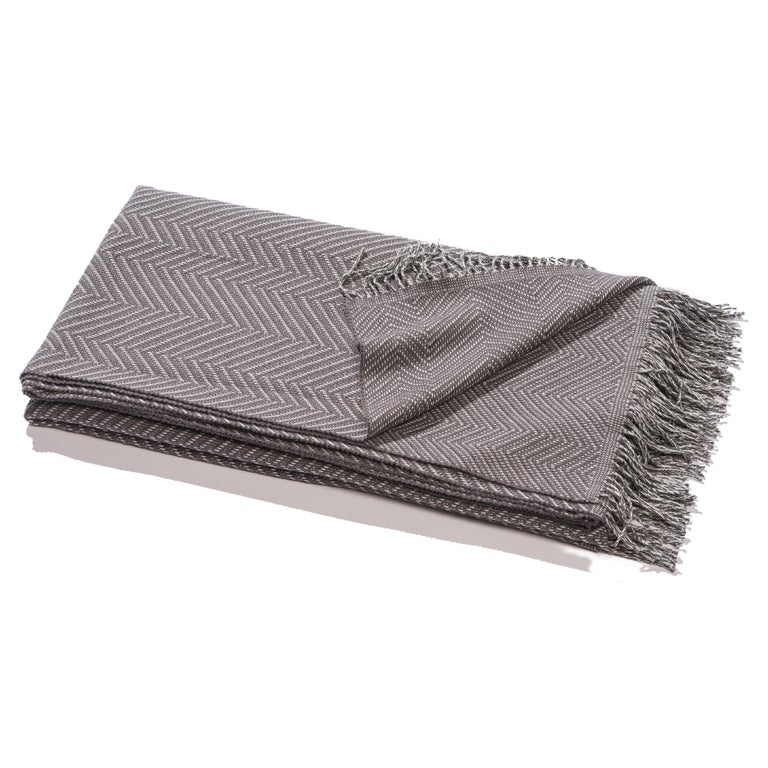 Bed Throw Herringbome Woven of Extra Fine Merino in Grey by Catharina ...