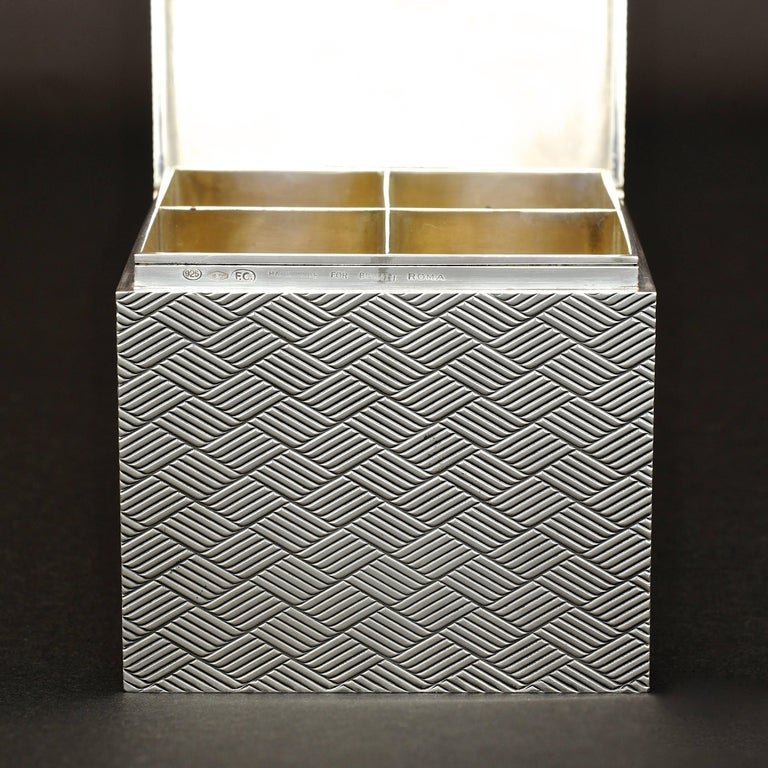 Bedetti Italian Sterling Silver Cube Cigarette Box c1960s at 1stDibs