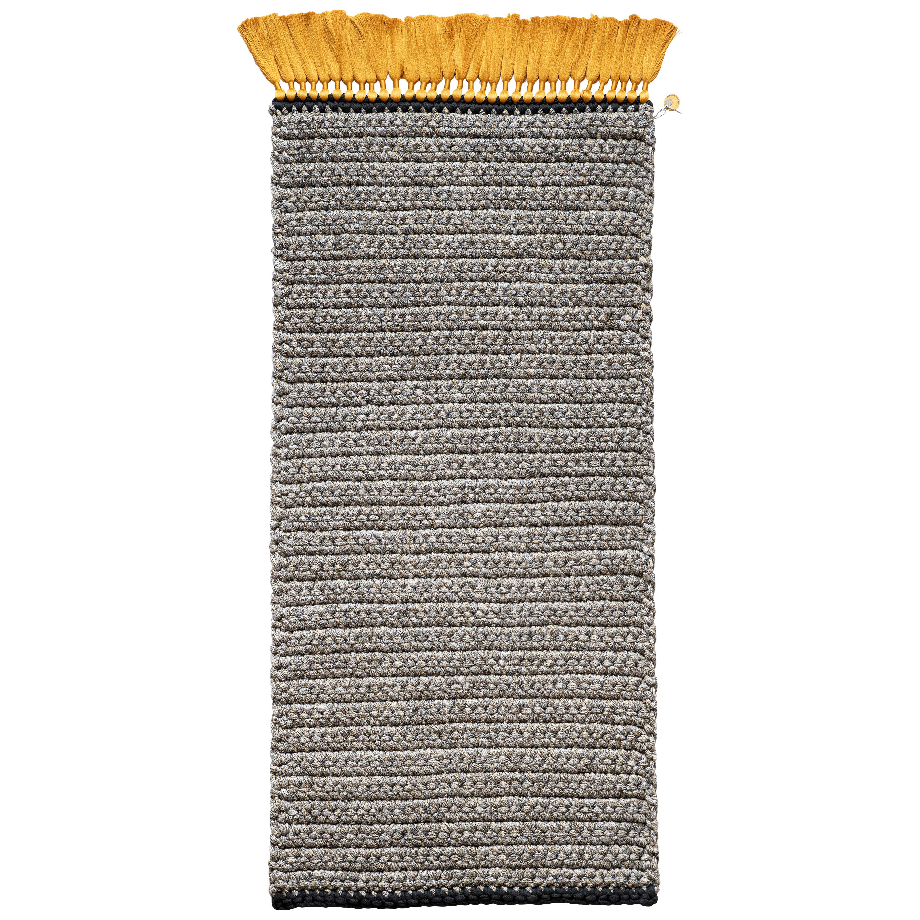 Bedside Golden Grey Rug Thick Luxurious Handmade Crochet Cotton and ...