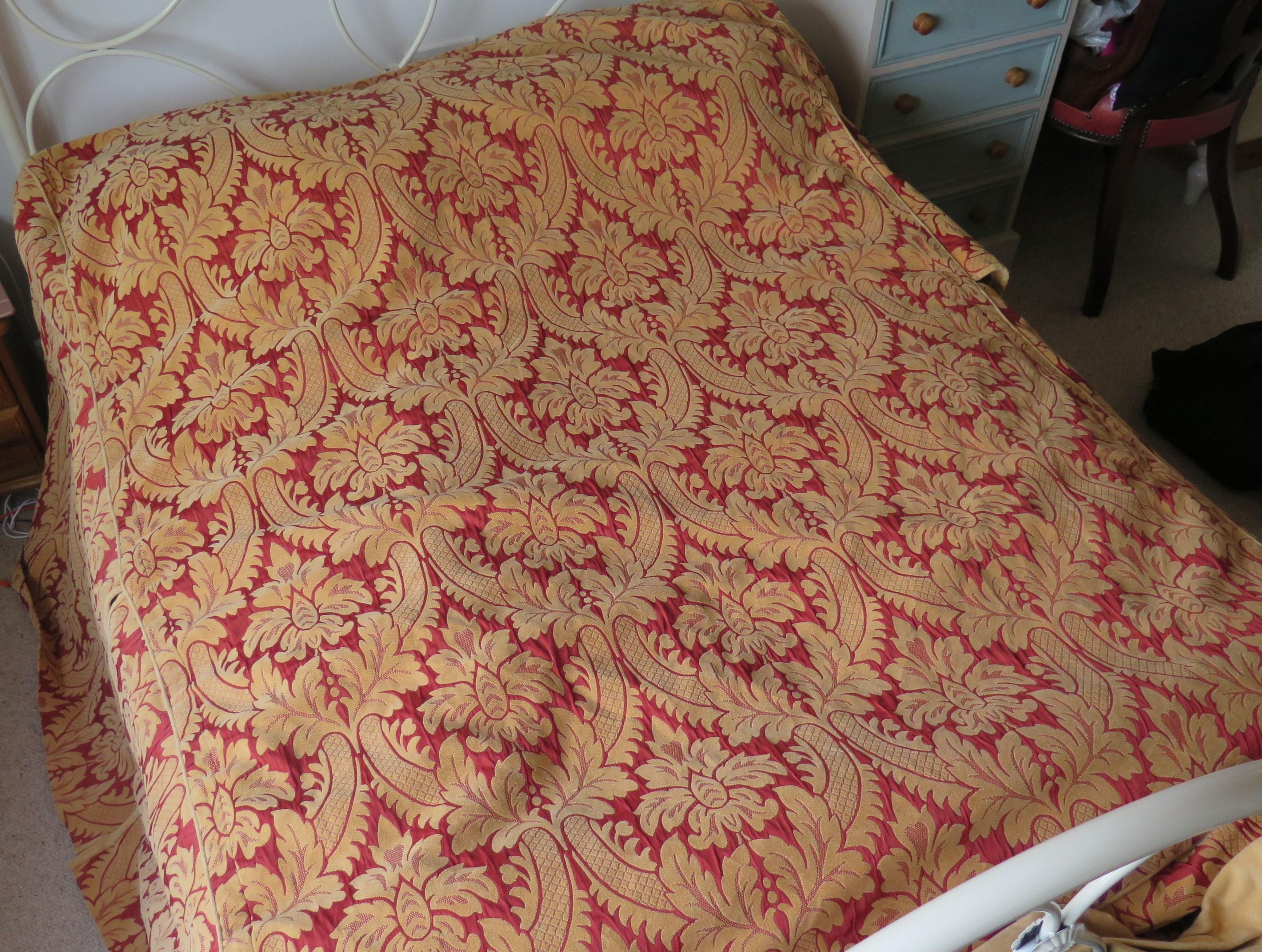 Bedspread or Throw Double Bed Size Box Pleats Baroque Pattern, Vintage ...