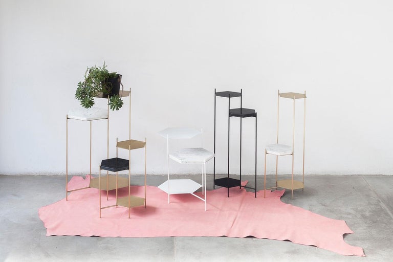 BEE Contemporary Side Table in Brass and Marble by Ries For Sale at 1stDibs
