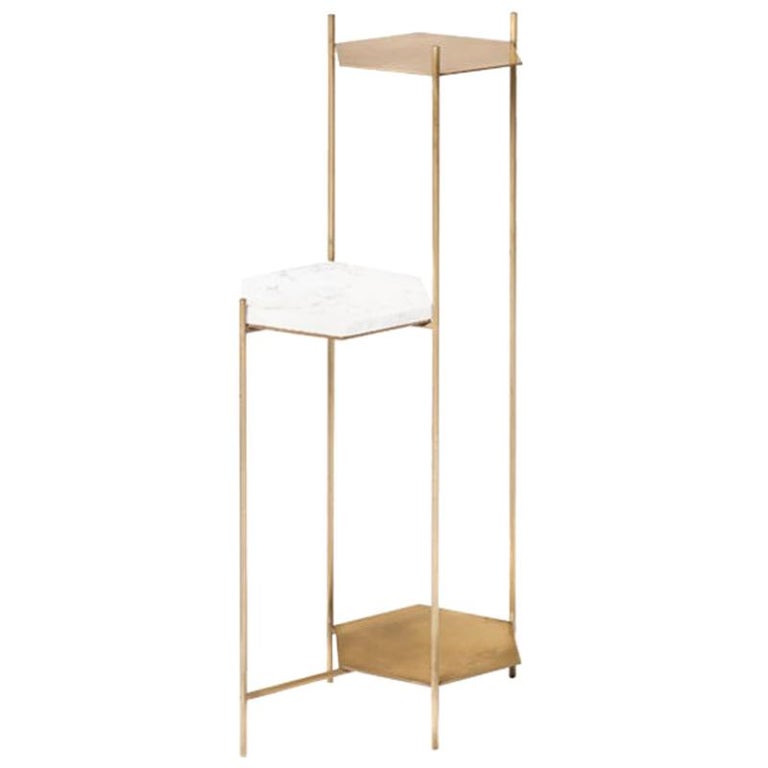BEE Contemporary Side Table in Brass and Marble by Ries For Sale at 1stDibs