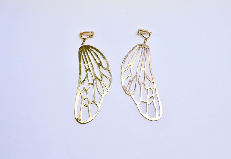 Bee Wing a Pair of Clip-on Earring, Sterling Silver with 18 Karat Gold ...