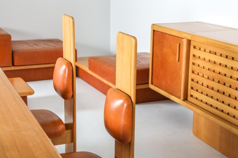 Beech and Leather Sideboard by Mario Marenco, Italy at 1stDibs