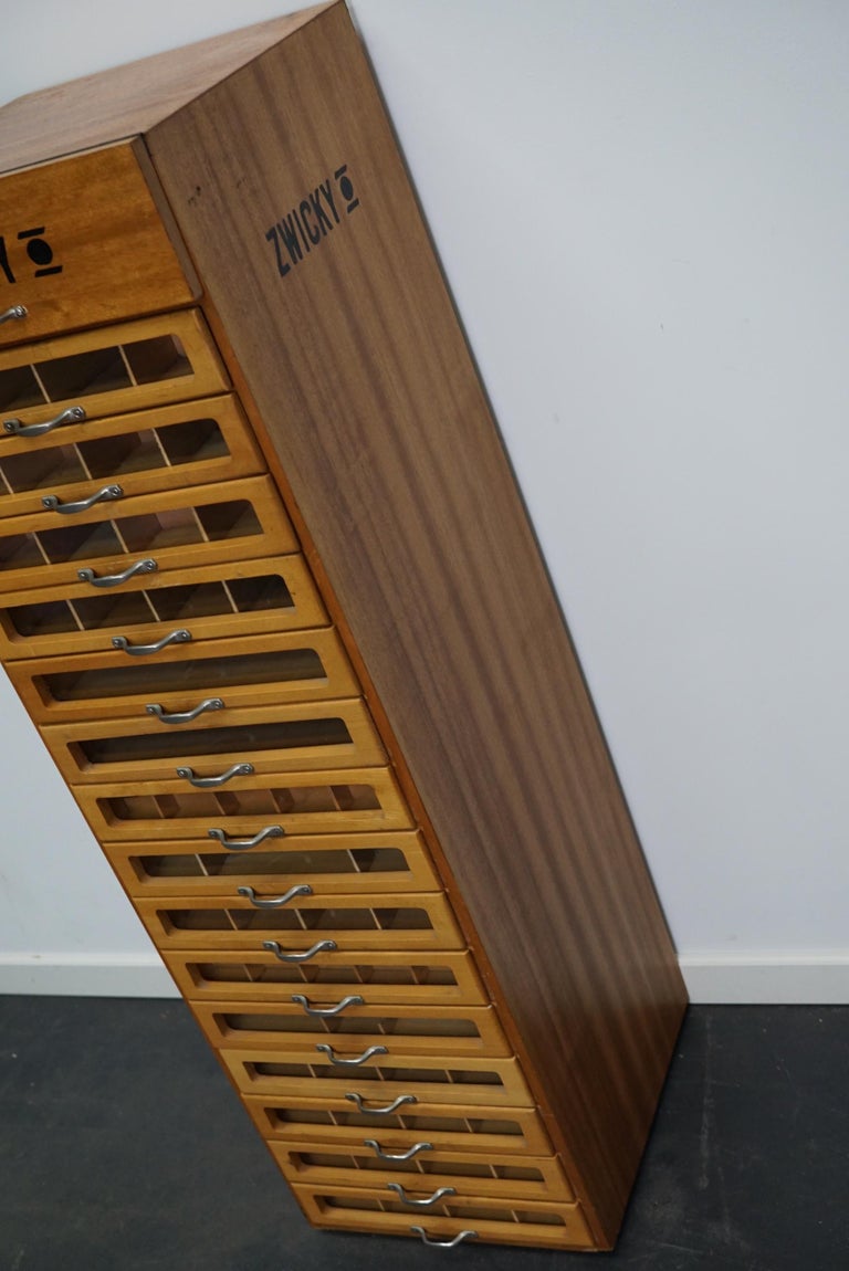 Beech and Mahogany Haberdashery Cabinet / Sewing Supplies, 1950s at 1stDibs