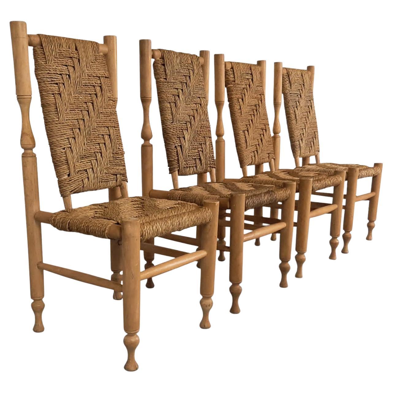 Adrien Audoux and Frida Minnet Wicker Low Chair For Sale at 1stDibs