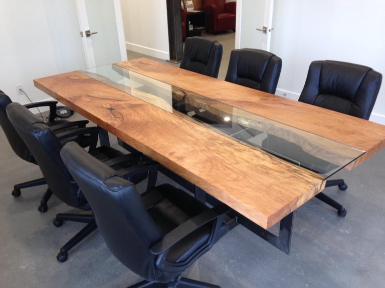 Beech Conference Table with a Central Tempered Glass For Sale at ...