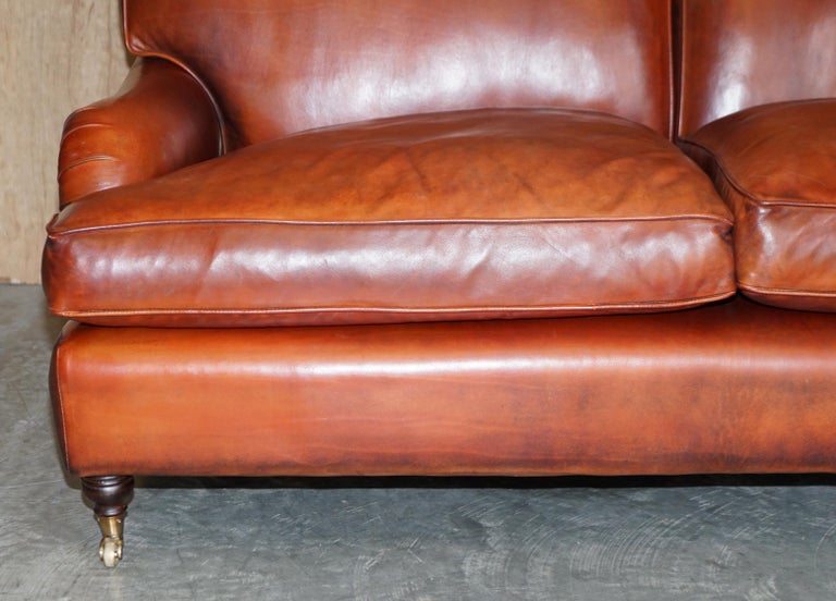 Beech Framed Hand Dyed Brown Leather Feather Filled Howard and Son's ...