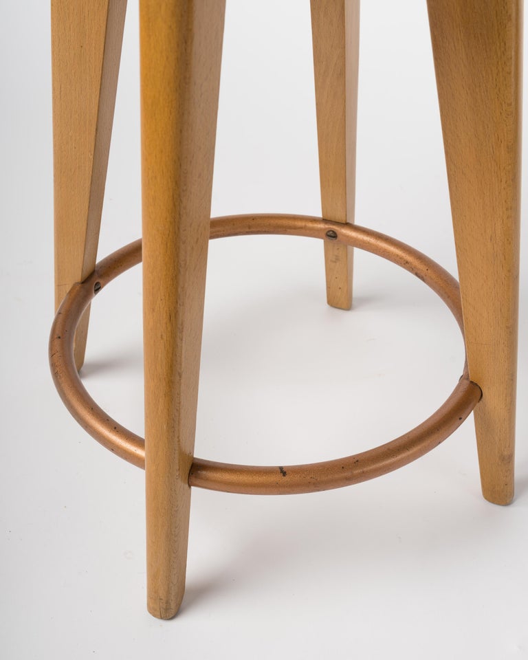 Beech Stool by Stella, France, 1950s For Sale at 1stDibs