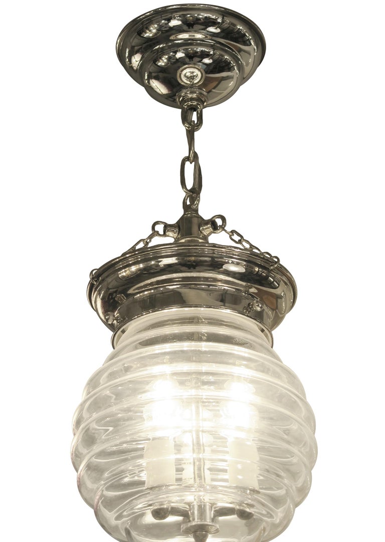 Beehive Hand Blown Glass Bell Jar Pendant Light 3 Lights For Sale at ...