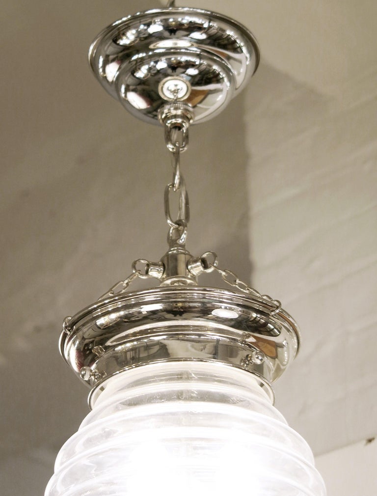 Beehive Hand Blown Glass Bell Jar Pendant Light 3 Lights For Sale at ...