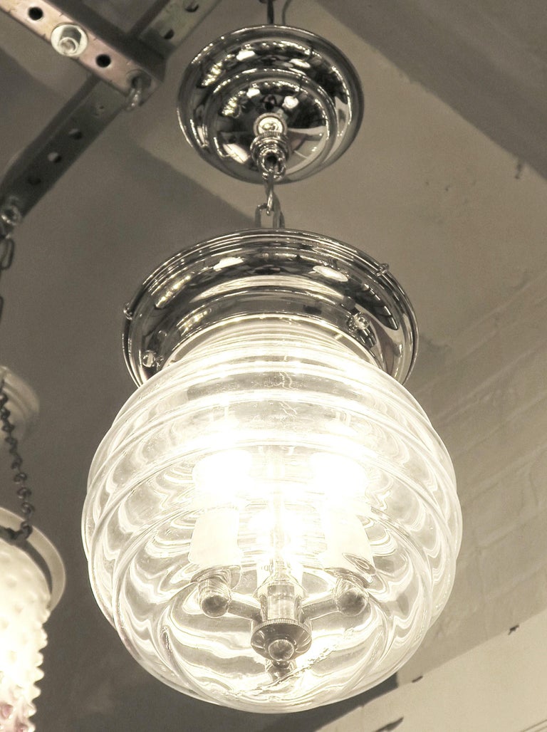 Beehive Hand Blown Glass Bell Jar Pendant Light 3 Lights For Sale at ...