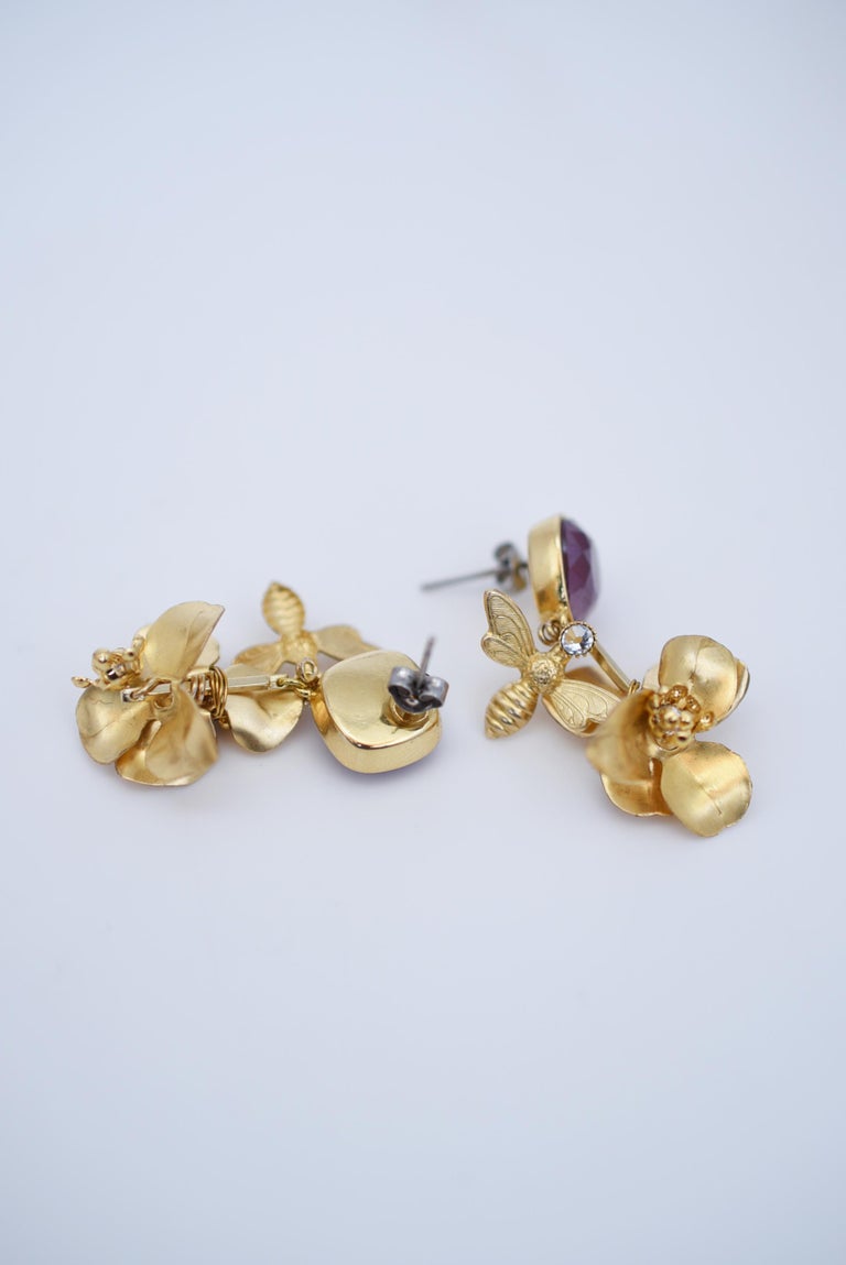 begonia with bee earring / vintage jewelry ,1970's vintage parts For ...