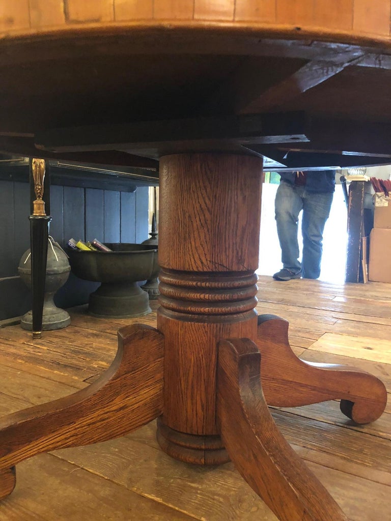 Beguiling Round Parquet Dining or Center Table with Pedestal Base at ...