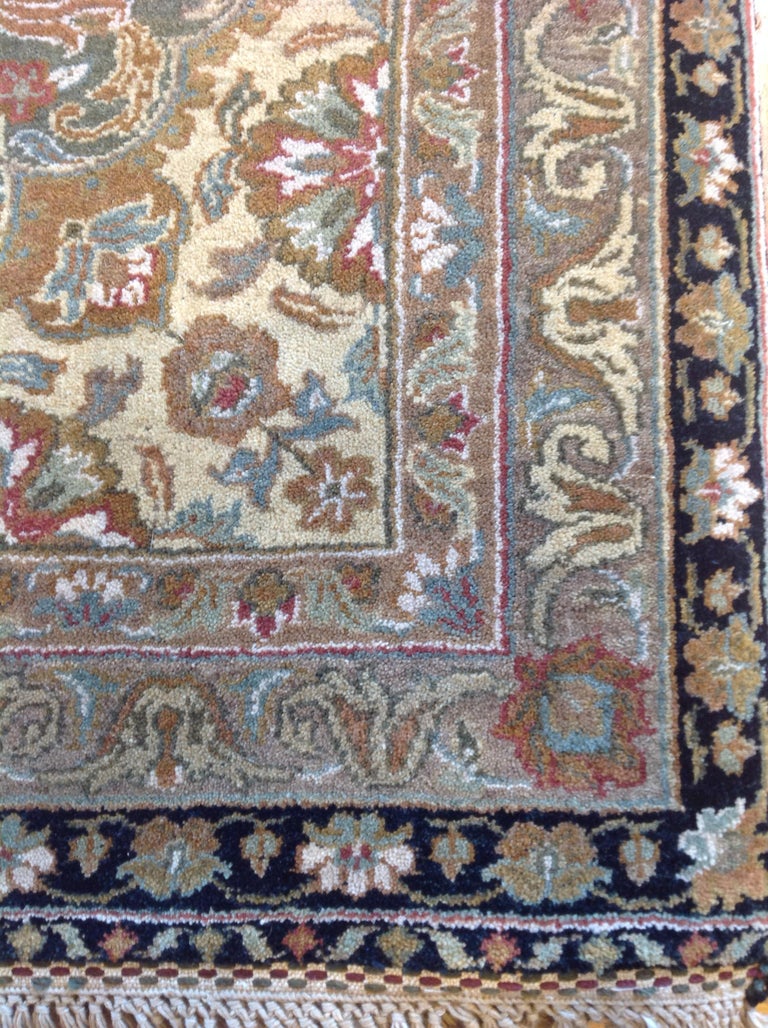 Beige and Black Agra Design Wool Area Rug For Sale at 1stDibs