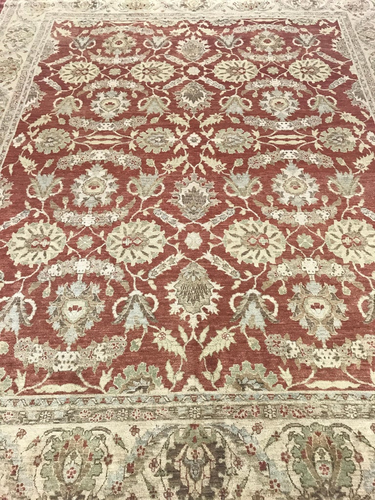 Beige and Red Traditional Style Wool Area Rug For Sale at 1stDibs