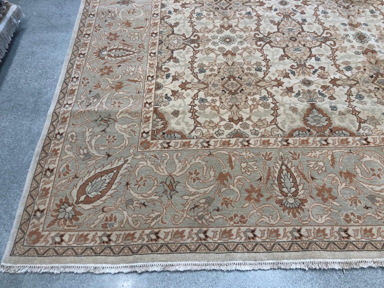 Beige and Rust Tabriz Style Rug For Sale at 1stDibs