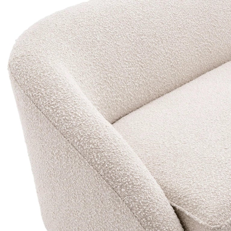 Beige Bouclé Fabric and Black Wooden Feet Curved Sofa For Sale at 1stDibs