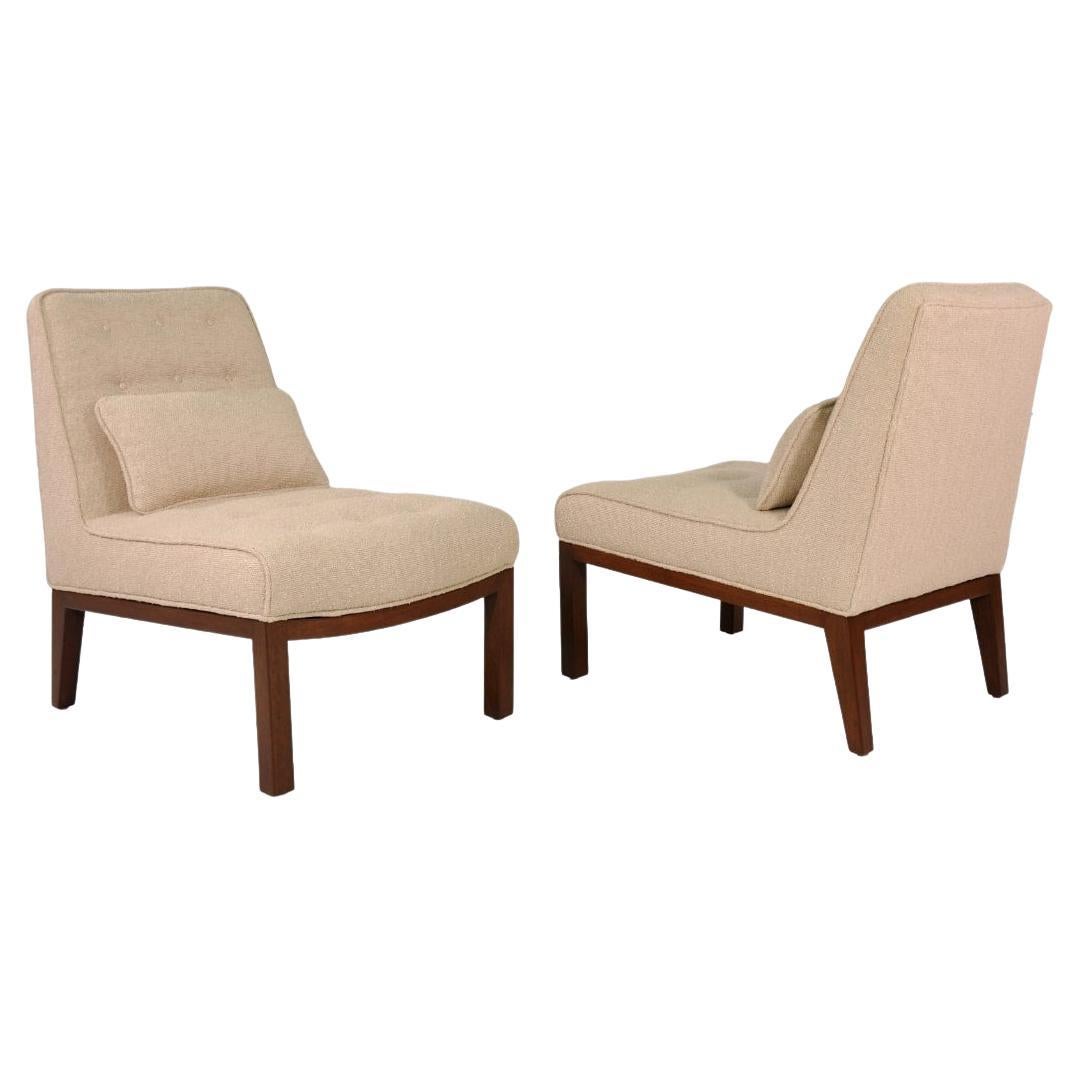 Original Cognac Leather and Chrome Slipper Chair by Dunbar at 1stDibs