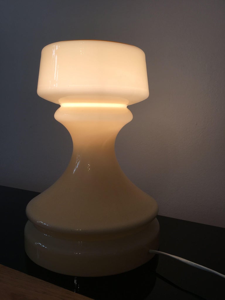 Beige Chess Glass Table Lamp by Ivan Jakes, 1960s For Sale at 1stDibs