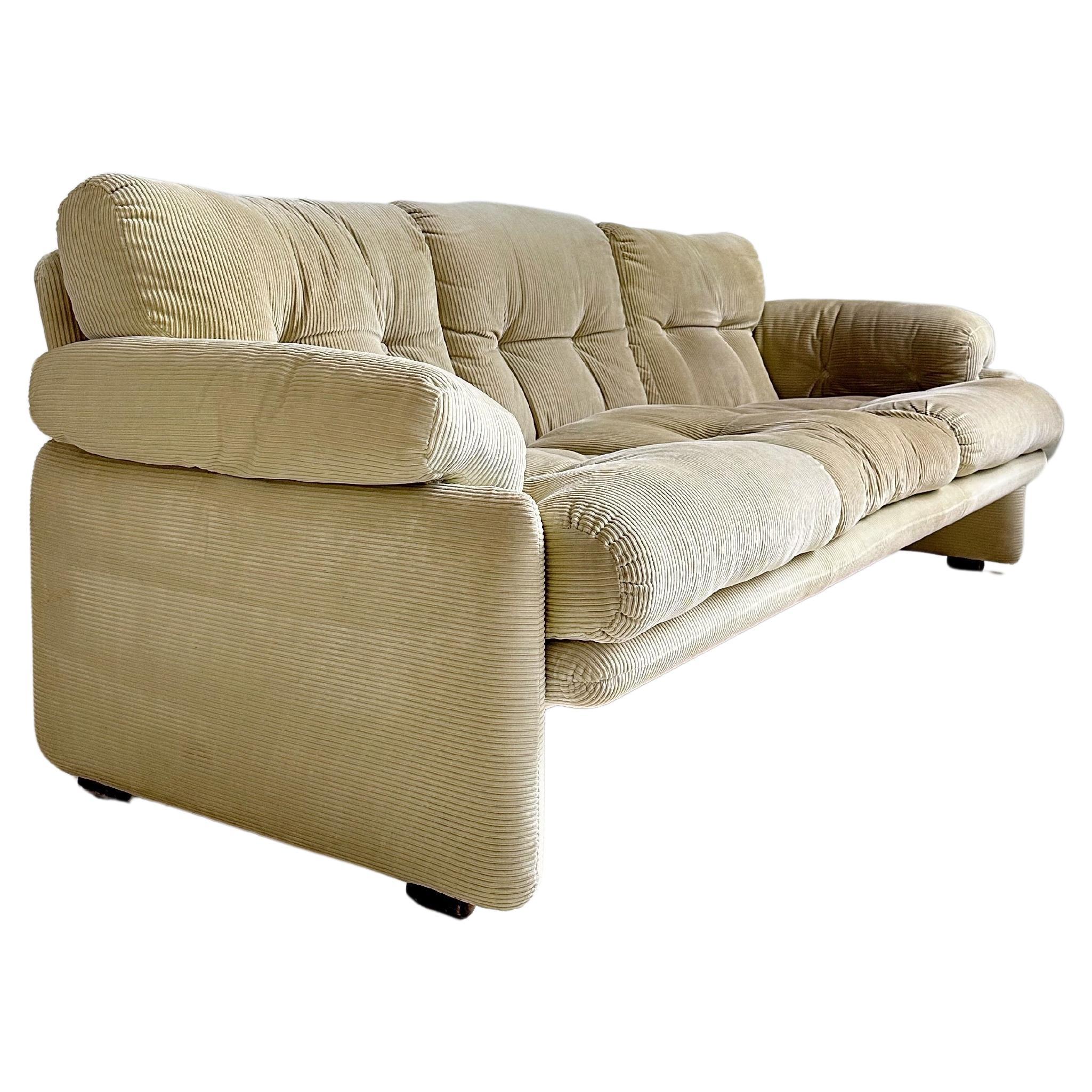 Beige Corduroy 3-Seater Coronado Sofa by Tobia Scarpa for C&B For Sale at 1stDibs