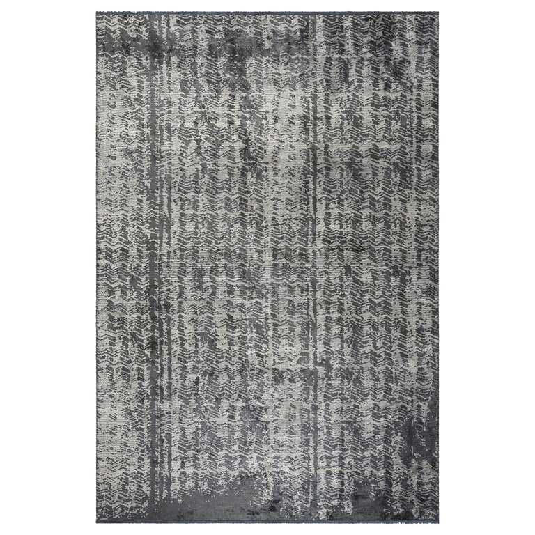 Beige, Grey, Medium Gray, and Charcoal Abstract Pattern Rug with Shine ...