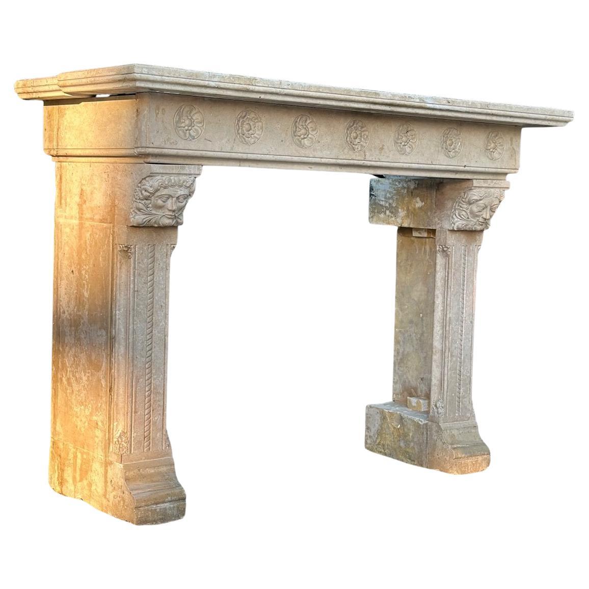 A Rustic Neo-Gothic Stone Fireplace For Sale at 1stDibs