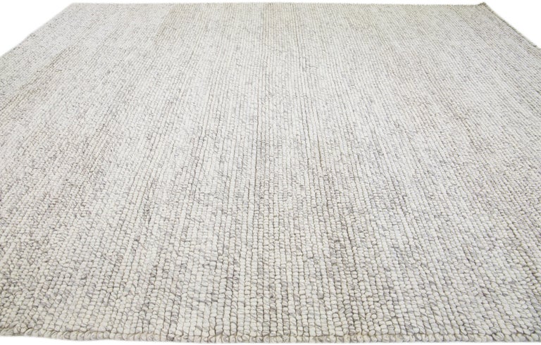 Beige Modern Felted Textuted Wool Rug by Apadana For Sale at 1stDibs