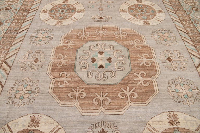 Beige Modern Khotan Style Handmade Wool Rug For Sale at 1stDibs