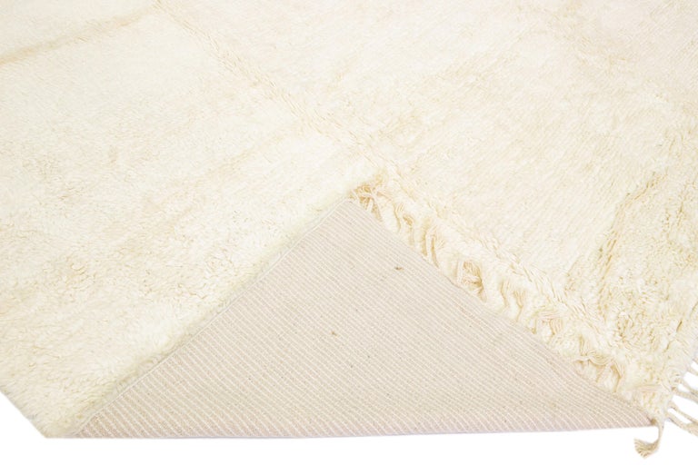 Beige Modern Moroccan Berber Style Handmade Oversize Wool Rug For Sale ...