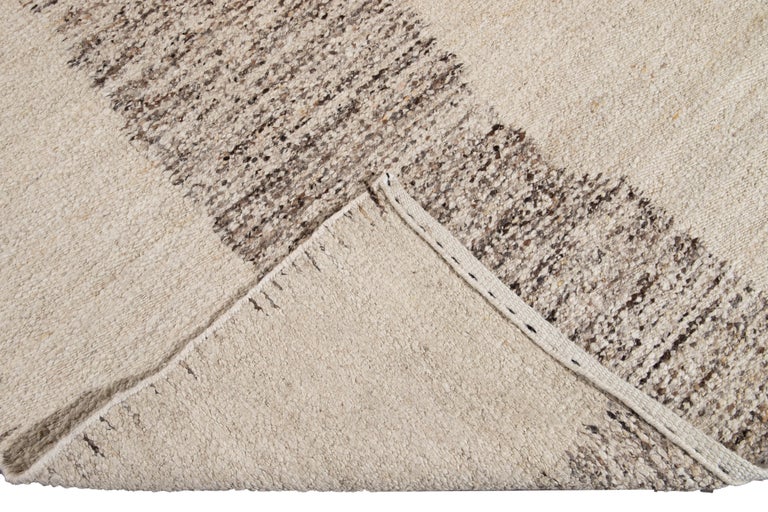 Beige Modern Moroccan Style Geometric Wool Rug For Sale at 1stDibs