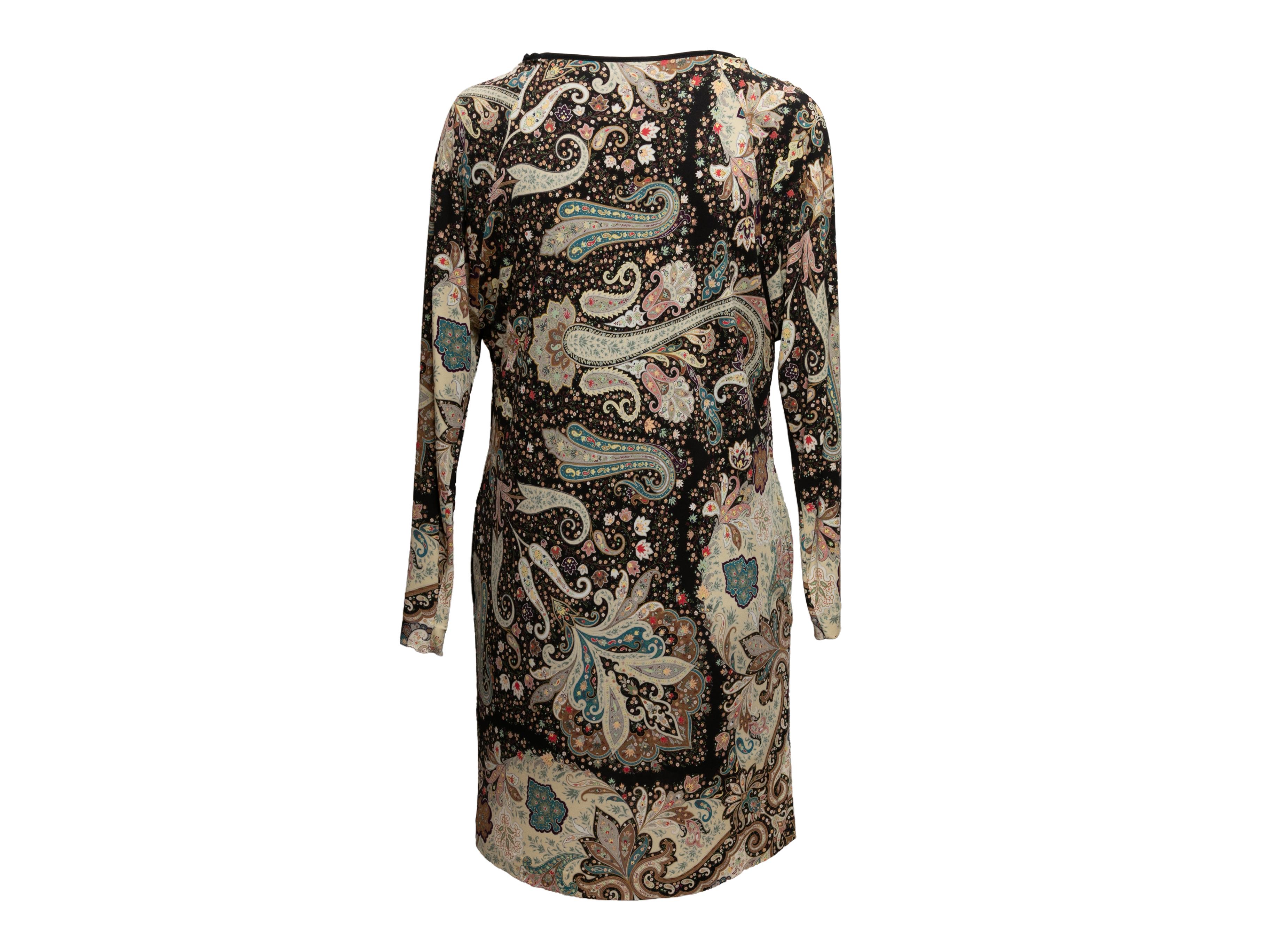 Beige and Multicolor Etro Paisley Print Long Sleeve Dress Size IT 38 ...