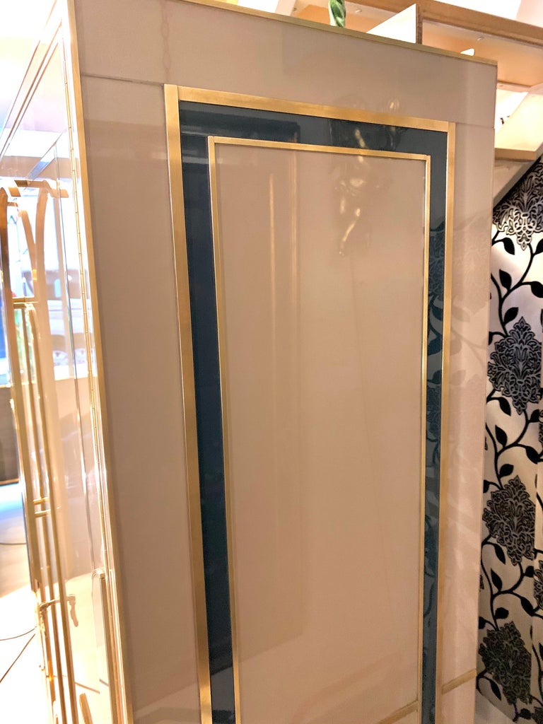 Beige Opaline Glass Cabinet with Multicolored Opaline Glass Inserts ...